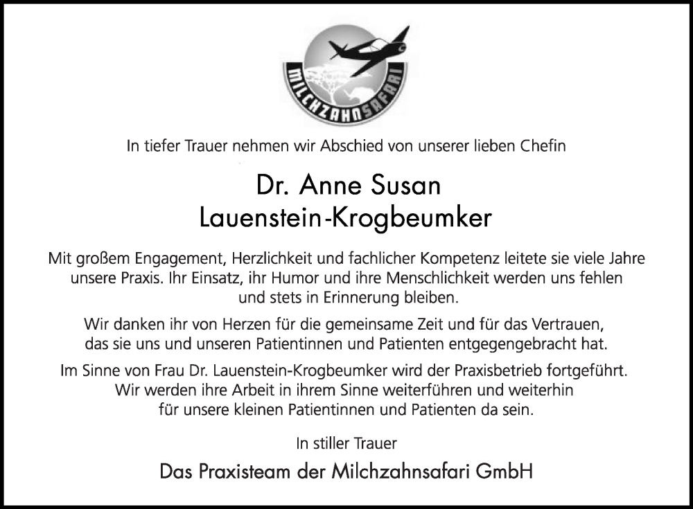 Traueranzeigen von Anne Susan Lauenstein-Krogbeumker | trauer.die-glocke.de